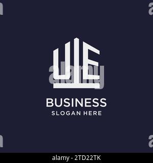 Initial UE logo with creative house icon, modern and professional real ...