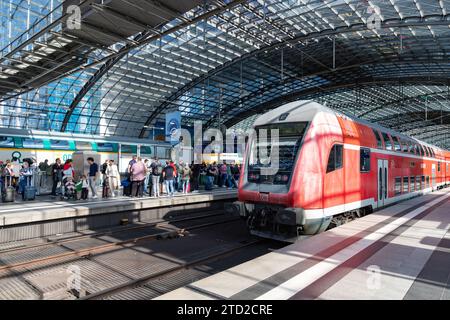 A picture of a Deutsche Bahn AG train at the Berlin Central Station ...