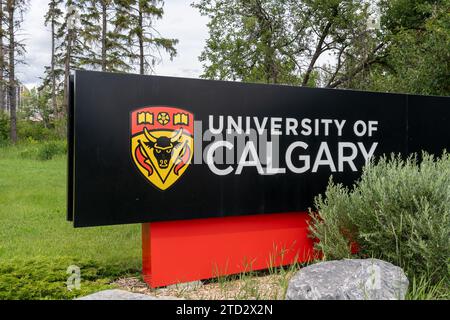 University of Calgary ground sign at the campus in Calgary, Alberta ...