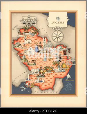 Illustrated map of Italy. Towns and cities labelled. From 'Italia' by ...