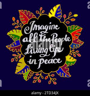 Hand lettering motivational quote of peace illustration vector Stock ...