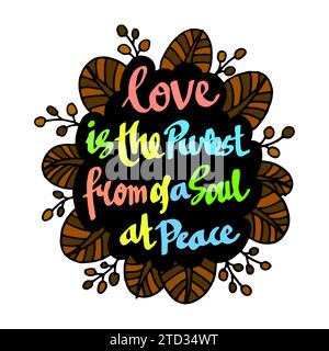 Hand lettering motivational quote of peace illustration vector Stock ...