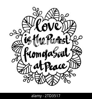 Hand lettering motivational quote of peace illustration vector Stock ...