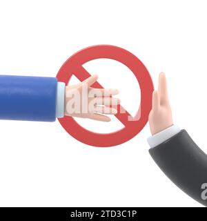Do not contact. No handshake icon. Red prohibition sign. Precautions ...