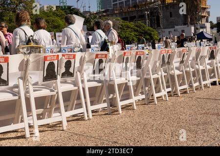 Empty Shabbat dinner tables seen on square in front of museum of art in ...
