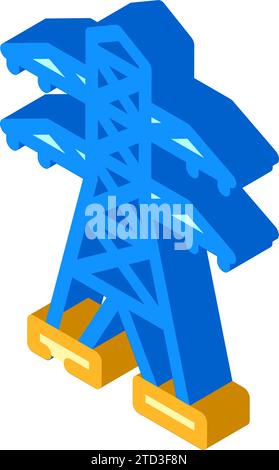 Isometric high voltage transmission lines and power pylons. Electricity ...