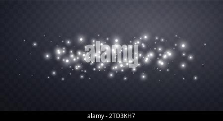 Silver magic sparks and dust stars. Silver glow flare light effect ...