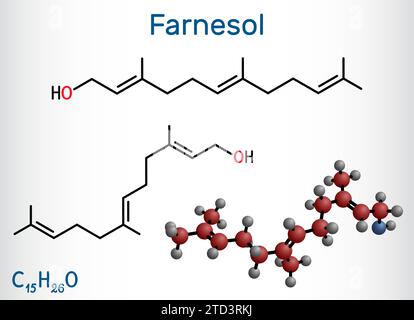 Farnesol molecule. It is derivative of terpenoids. Structural chemical ...