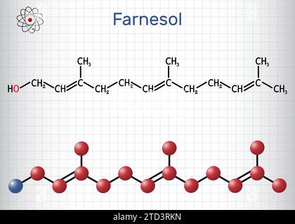 Farnesol molecule. It is derivative of terpenoids. Structural chemical ...