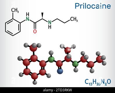 Prilocaine molecule. It is local anesthetic, used in dental procedures ...