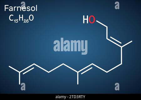Farnesol molecule. It is derivative of terpenoids. Structural chemical ...