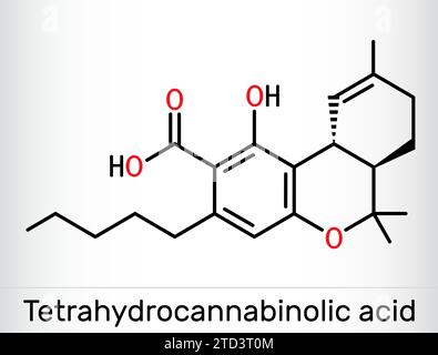 Tetrahydrocannabinolic acid, THCA, tetrahydrocannabinolate molecule ...
