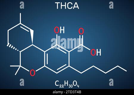 Tetrahydrocannabinolic acid, THCA, tetrahydrocannabinolate molecule ...