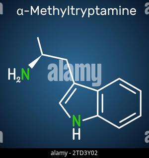 alpha-Methyltryptamine, αMT, AMT, molecule. Skeletal chemical formula ...