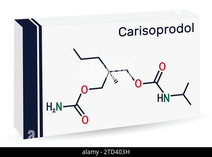 Carisoprodol molecule. Structural chemical formula, molecule model ...