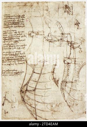 Leonardo da Vinci. Study of a Large Wing with Manoeuvrable Tips Stock ...
