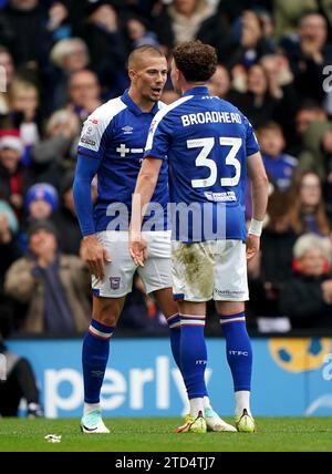 Ipswich Town's Nathan Broadhead, right is challenged by Chelsea's Axel ...