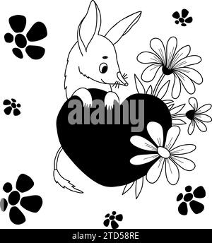 Cute bilby with heart and flowers. Australian animal. Valentine ...