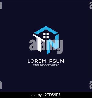 TN initial monogram logo with hexagonal shape and swoosh design ideas ...