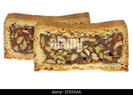 Engadine walnut cake isolated on white background Stock Photo - Alamy