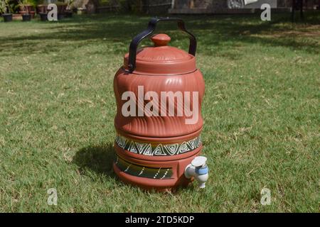 Eco-friendly Earthen clay drinking water pot. Clay water jug pot with ...