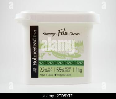 Nova Scotia Local made Homestead Feta Cheese container of one kg Stock ...