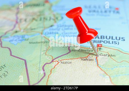 Garyan, Libya pin on map Stock Photo - Alamy