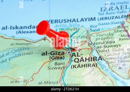 Al Qahira, Egypt pin on map of Africa Stock Photo - Alamy