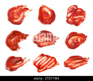 Tomato paste smears on white background, set Stock Photo - Alamy