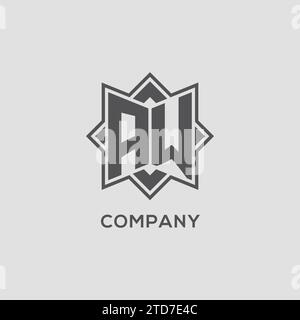 Initial logo AW monogram with rhombus line style design vector graphic ...