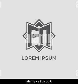 FN simple outline concept logo and circle of initial design black and ...