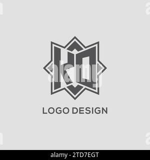 KO monogram logo initials with square rectangular shape isolated on ...