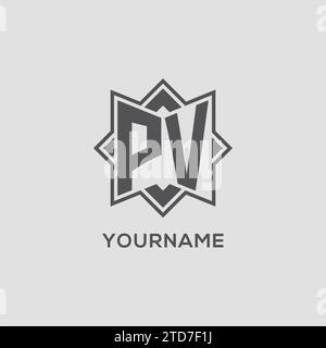 letter pv simple outline geometric logo vector Stock Vector Image & Art ...