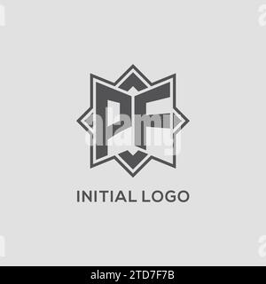 Monogram PF with rhombus line logo style, Luxury elegant logo design ...