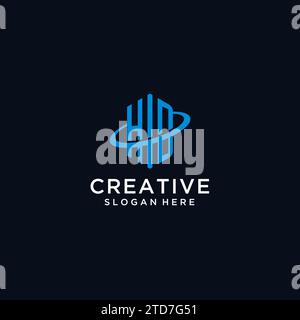 HD initial monogram logo with hexagonal shape style, real estate logo ...