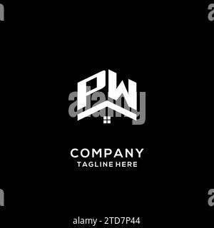 Initial PW logo with creative house icon, modern and professional real ...