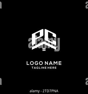 Initial PC logo with abstract home shape, modern minimalist realty logo ...