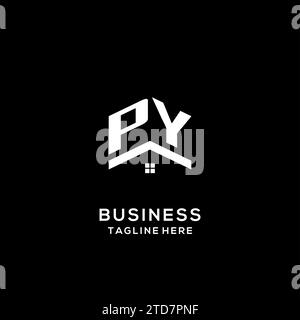 Initial PY logo with abstract home shape, modern minimalist realty logo ...