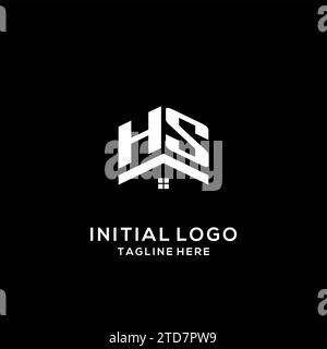 Initials HS logo with abstract home roof hexagon shape, simple and ...
