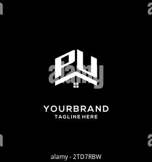 Initial PU logo with abstract home shape, modern minimalist realty logo ...