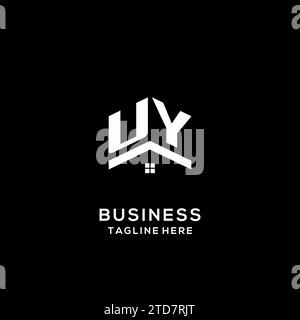 Initials UY logo with abstract home roof hexagon shape, simple and modern real estate logo ...