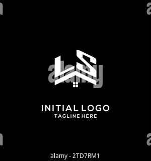 Initials LS logo with abstract home roof hexagon shape, simple and ...
