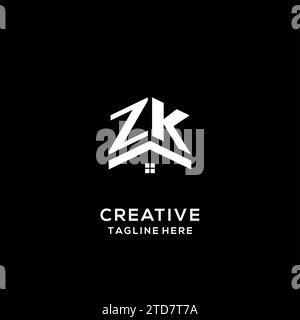 Initial ZK logo with abstract home shape, modern minimalist realty logo ...