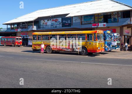 MATARA, SRI LANKA - FEBRUARY 17, 2020: Multicolored Sri Lankan buses in ...
