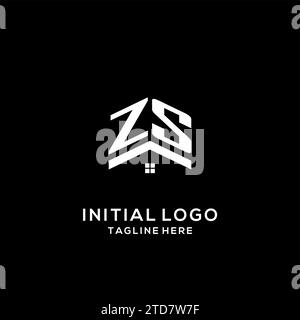 Initials ZS logo with abstract home roof hexagon shape, simple and modern real estate logo ...