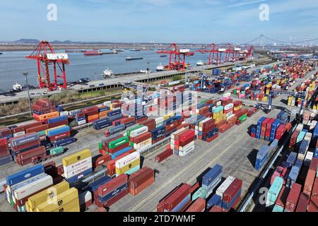 Aerial photo shows the Longtan Port in Nanjing City, east China's ...