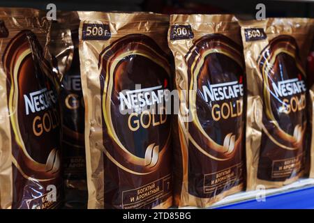 glass packings of the Nescafe Gold instant coffee by Nestle corp Stock ...