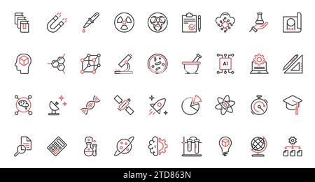 Scientific experiment icons, line symbols, web signs, vector set ...