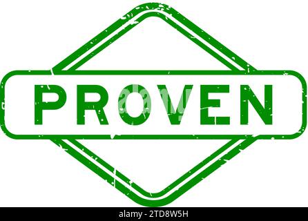 Grunge green proven word rubber seal stamp on white background Stock ...
