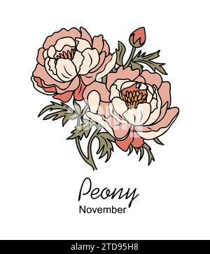 Peony November birth month flower line art Stock Vector Image & Art - Alamy